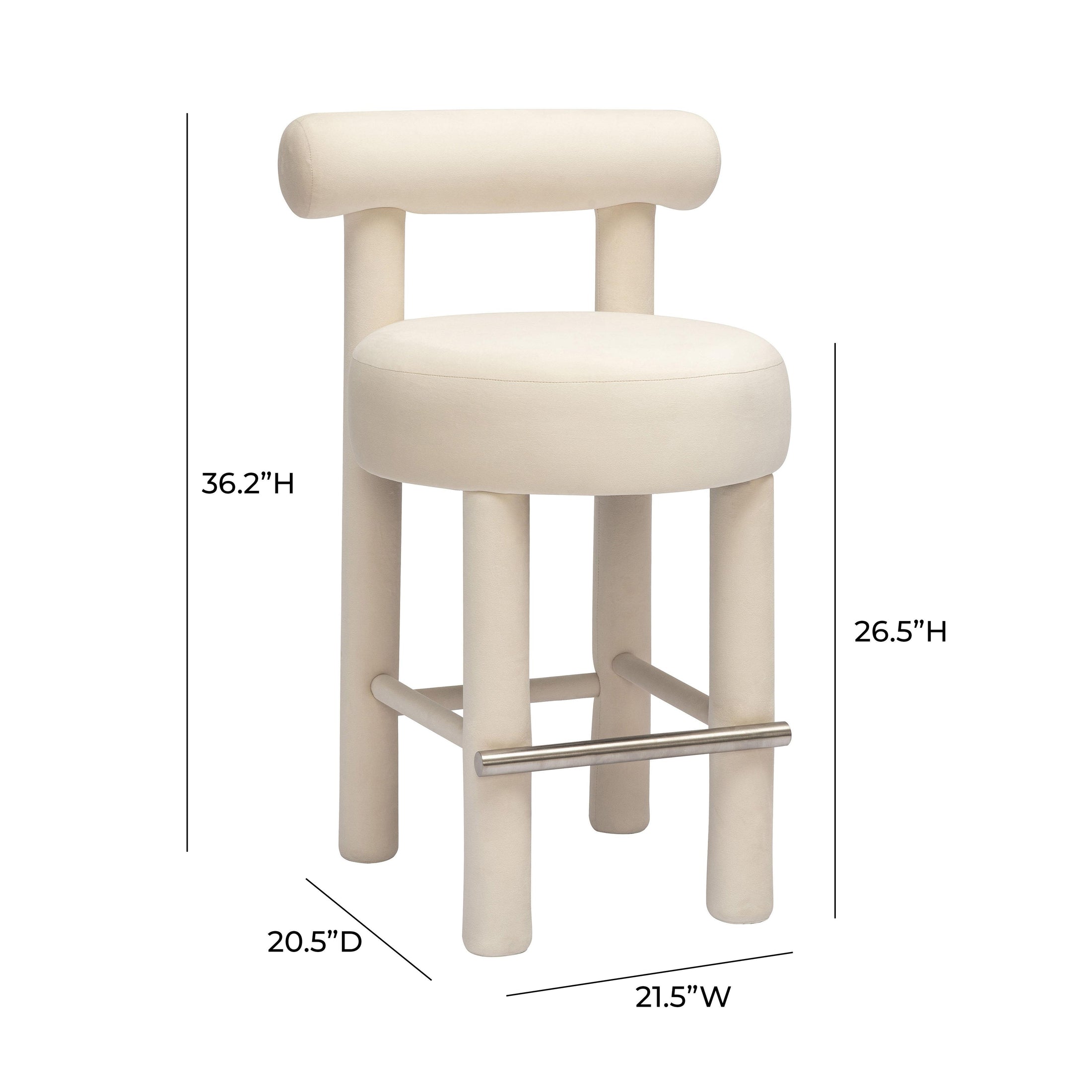 Carmel Cream Velvet Counter Stool – TOV Furniture