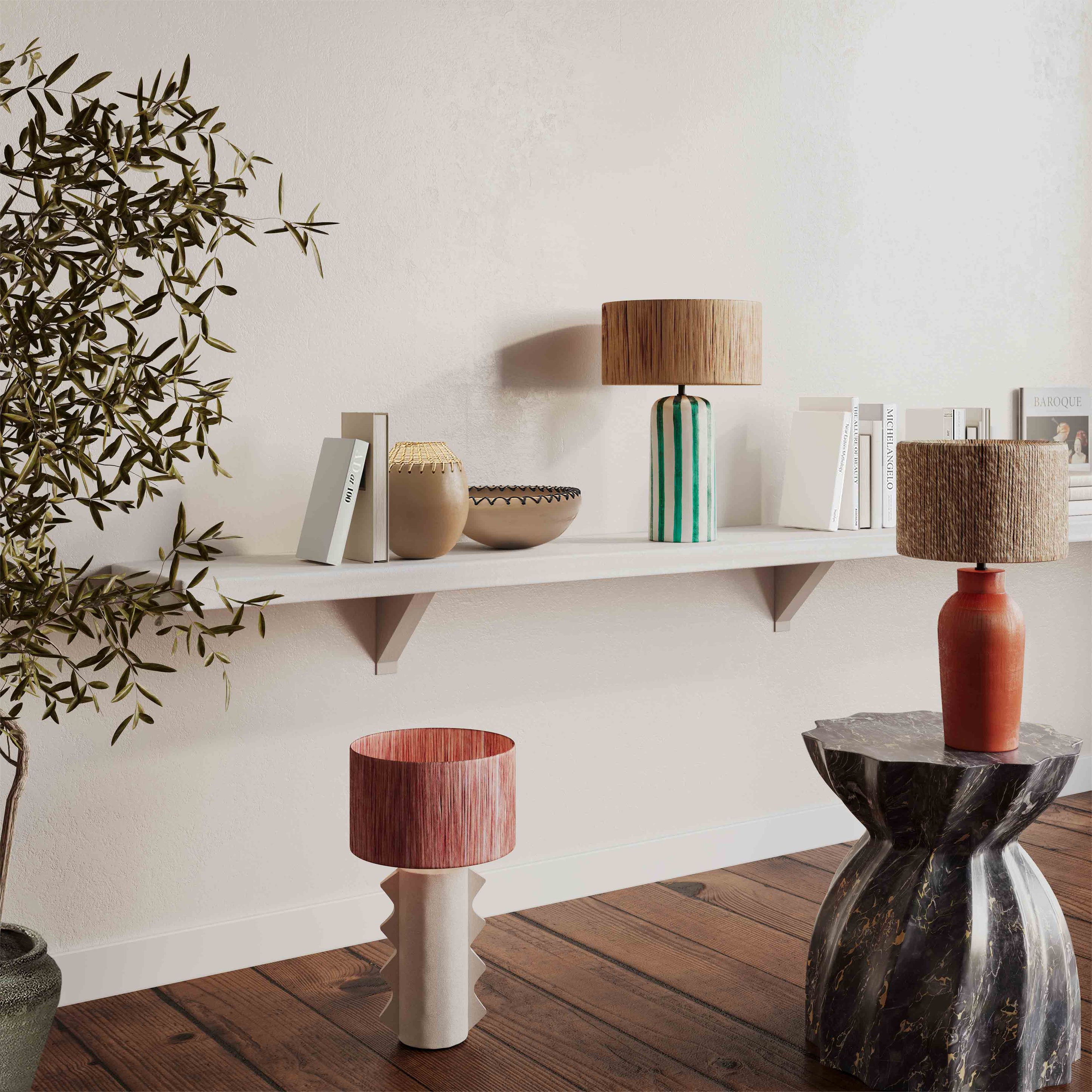 Ravello Green Striped Papier Mache Table Lamp – TOV Furniture