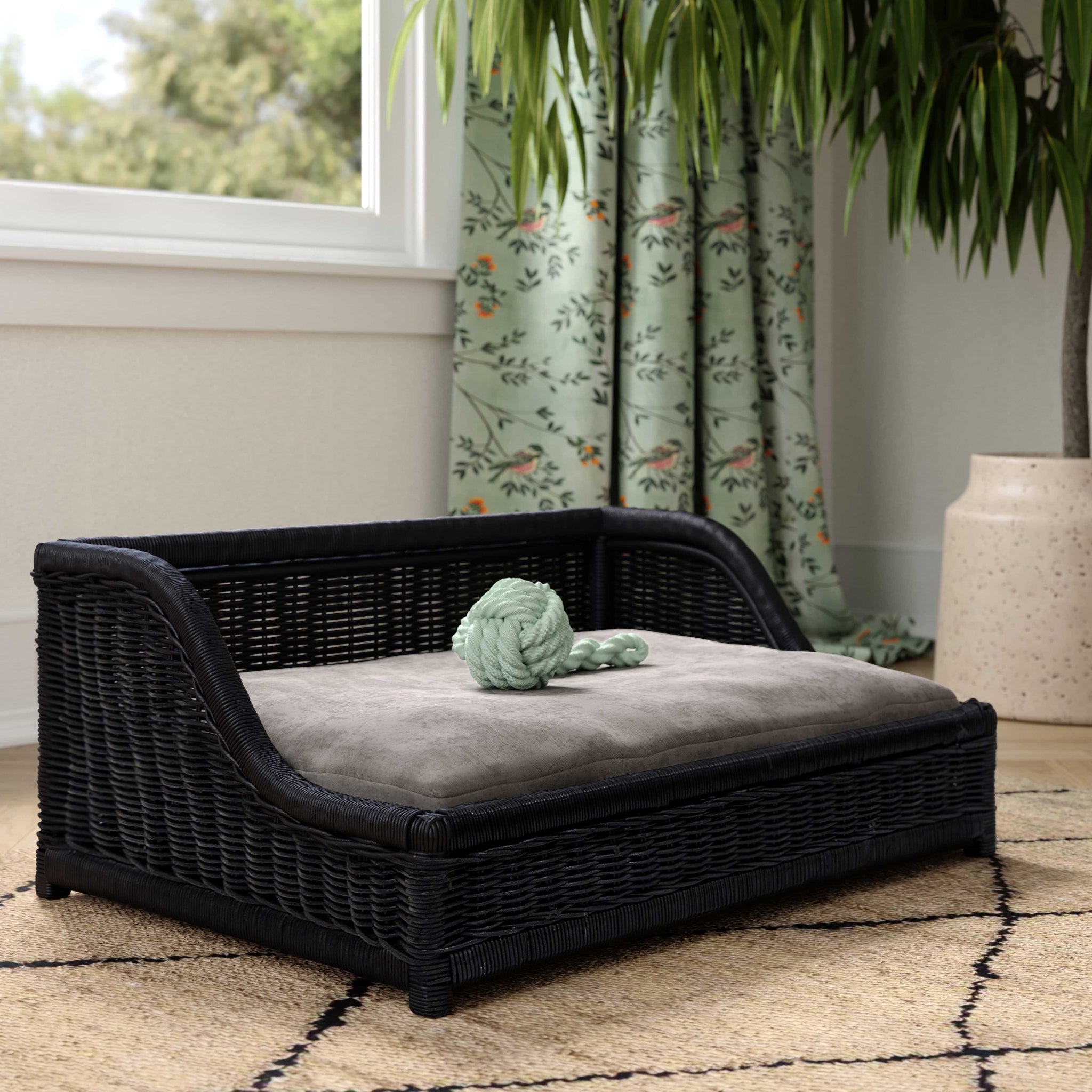 Poppy Black Rattan Small Pet Bed – TOV Furniture
