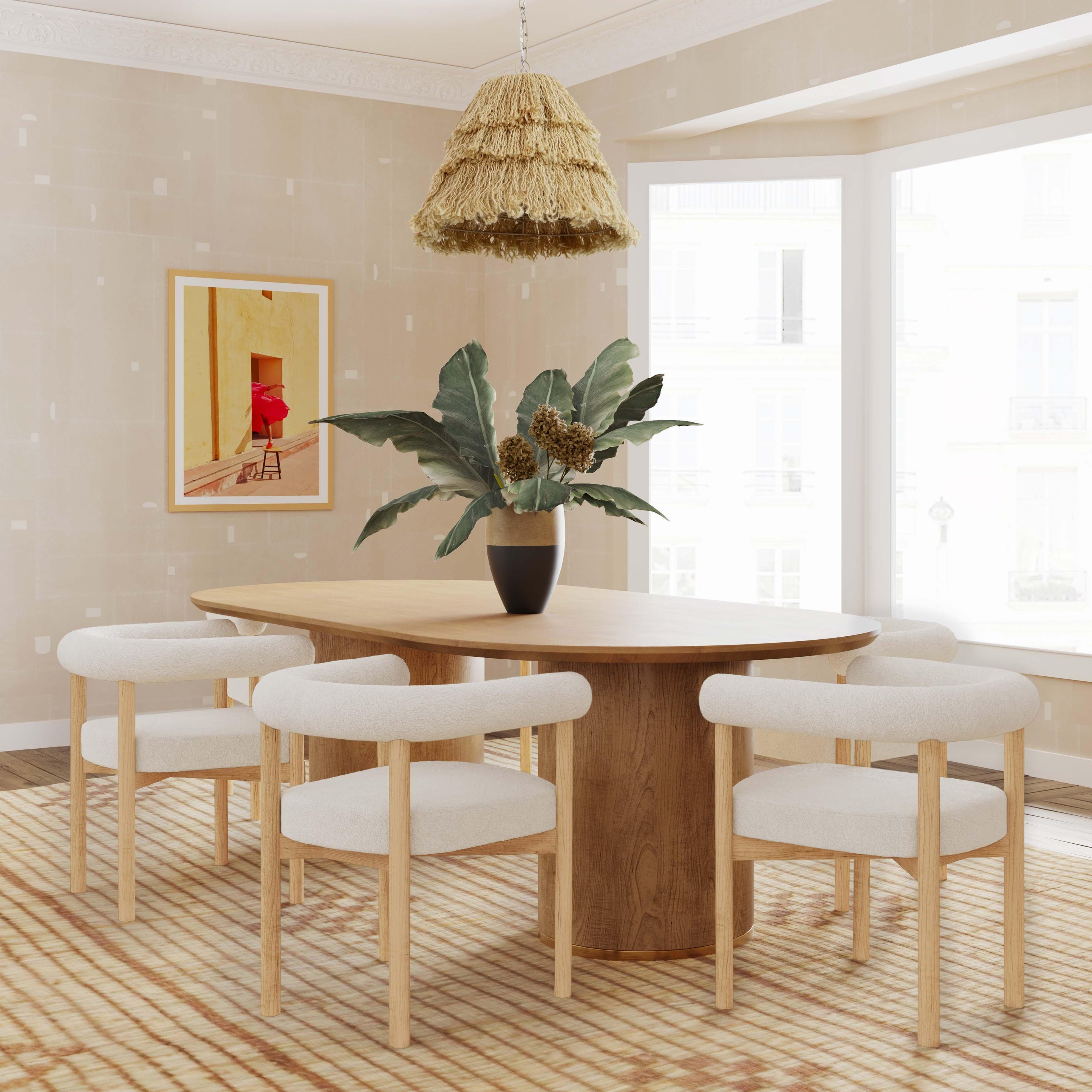 Brandy Natural Ash Wood 95" Oval Dining Table – TOV Furniture