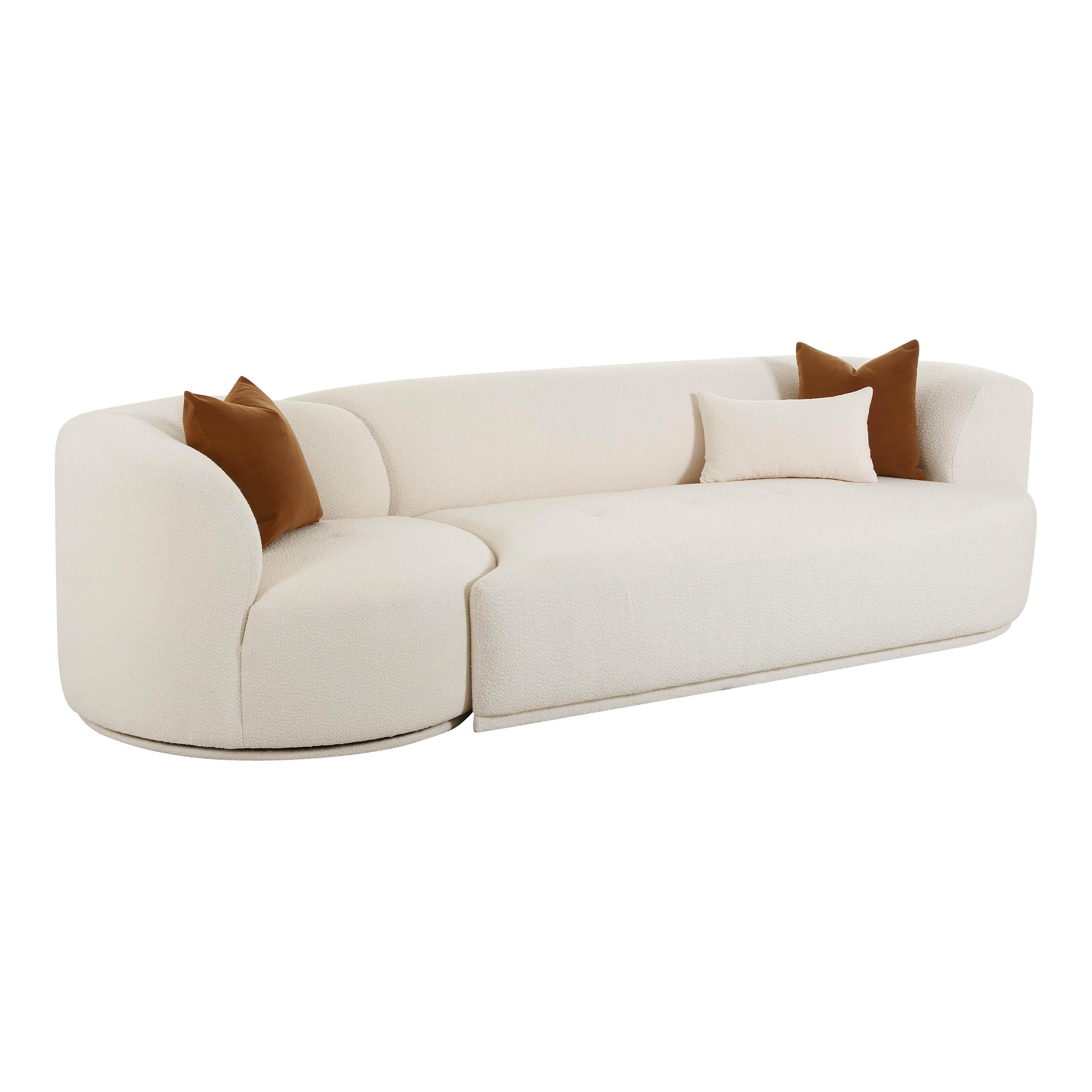 Fickle Cream Performance Boucle 2-Piece Modular Sofa | TOV Furniture