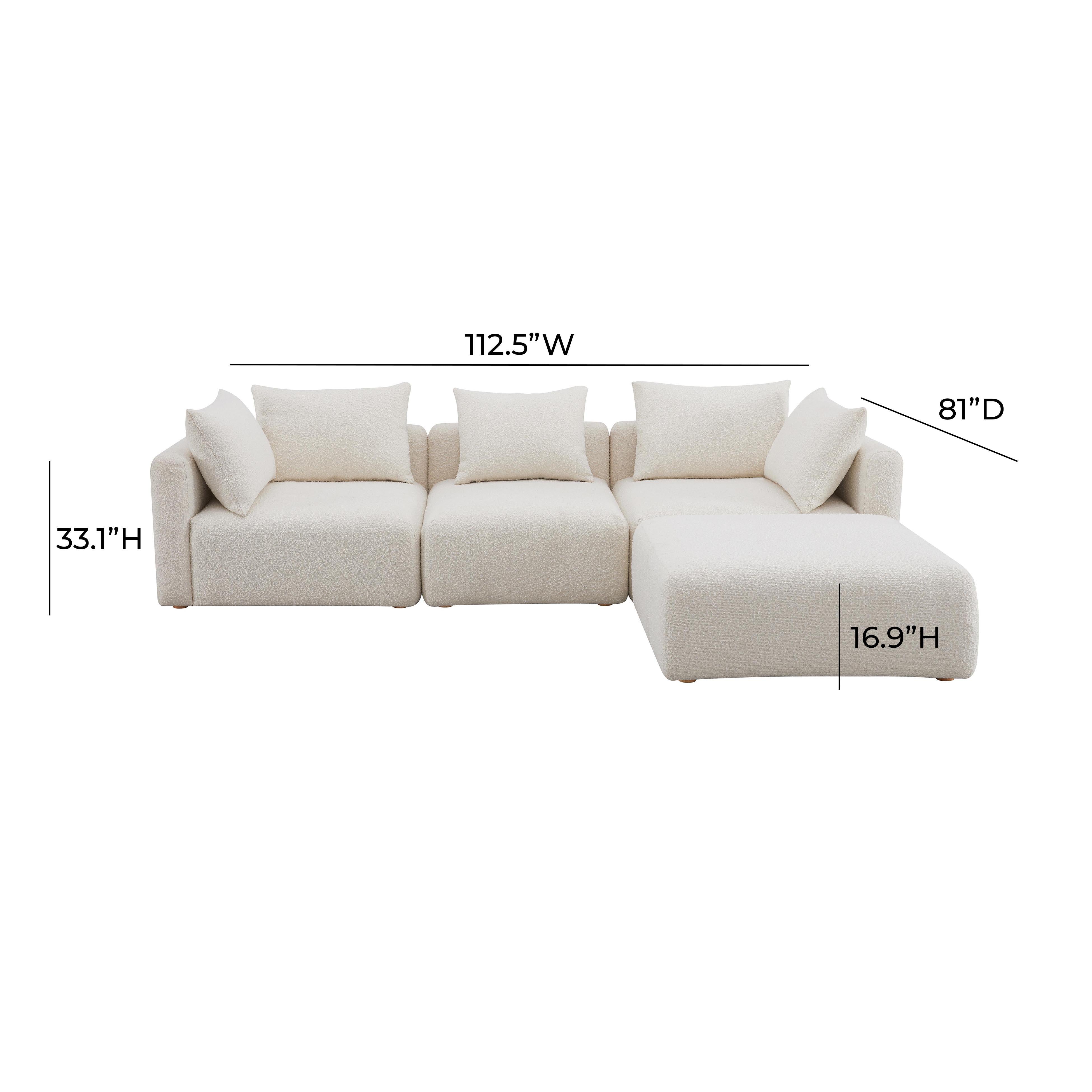 Hangover Cream Boucle 4-Piece Modular Sectional – TOV Furniture