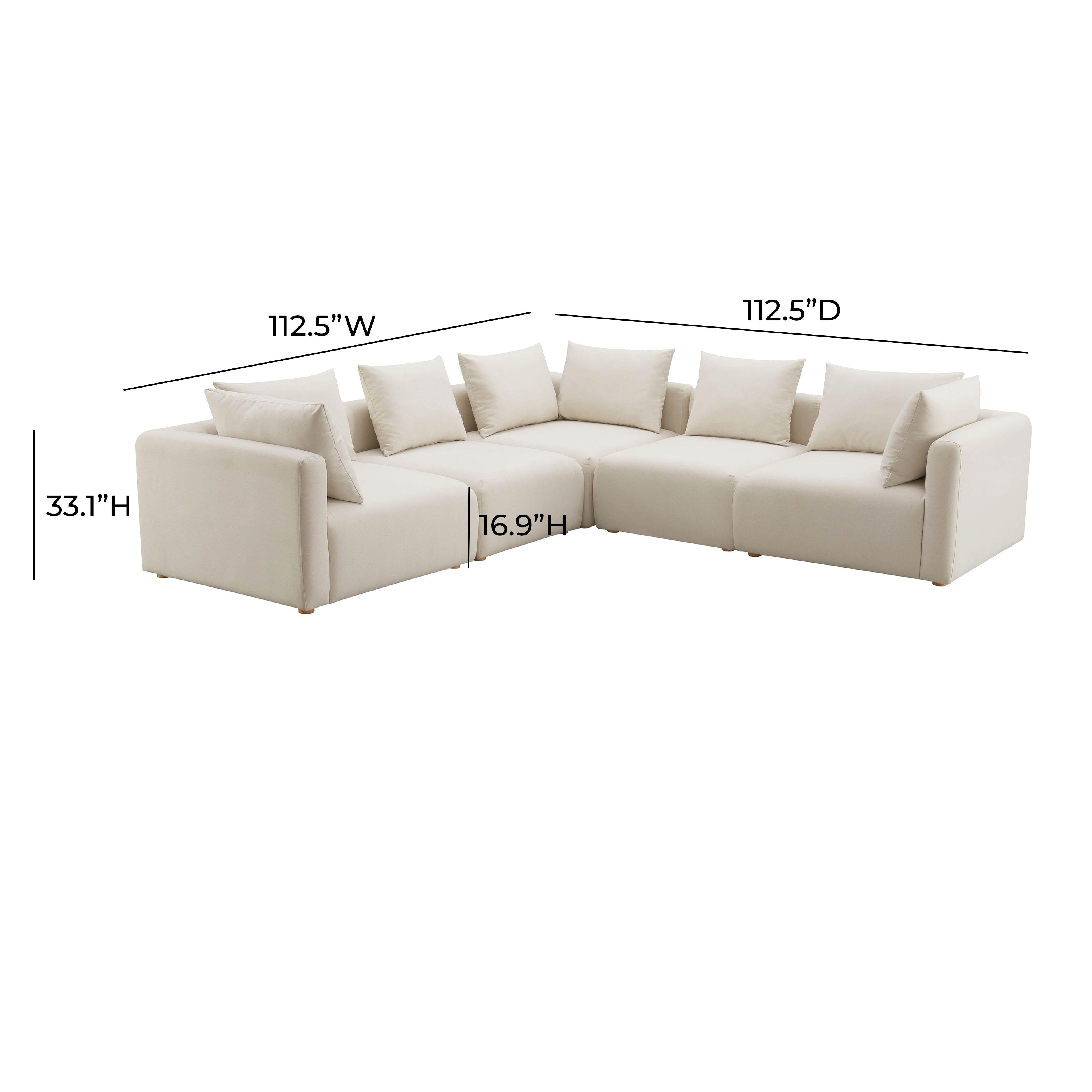 Hangover 5-Piece Cream Performance Linen Modular L-Sectional – TOV Furniture