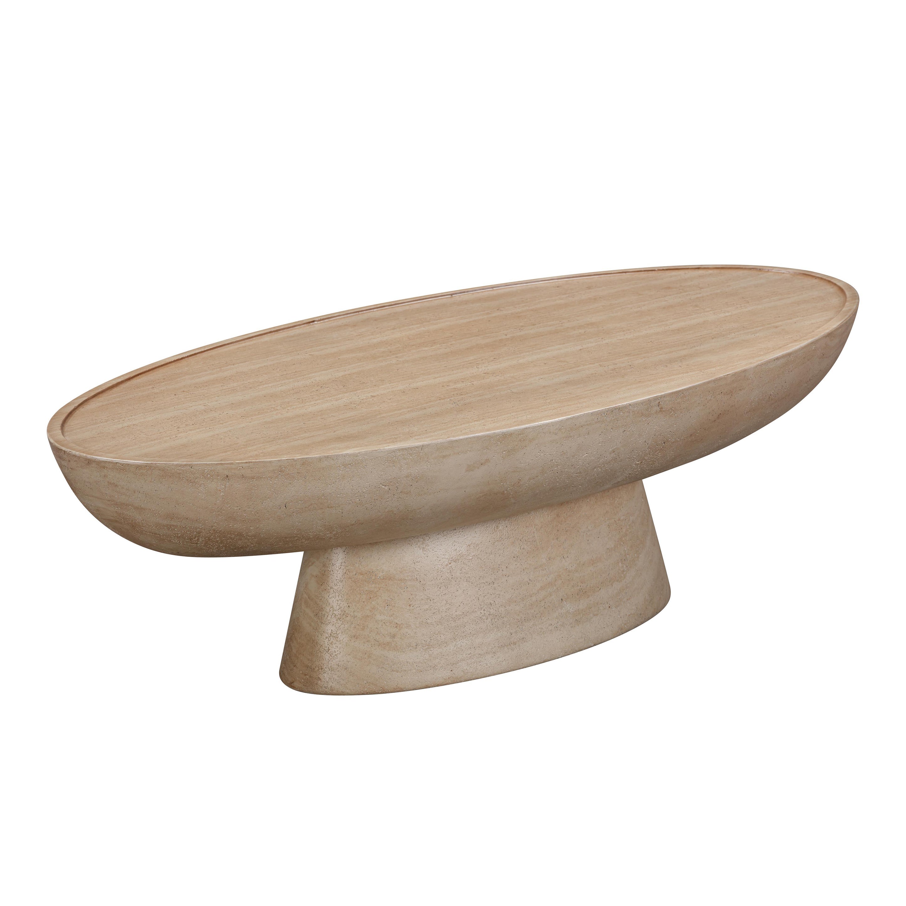 Eclipse Textured Faux Travertine Indoor / Outdoor Coffee Table – TOV ...