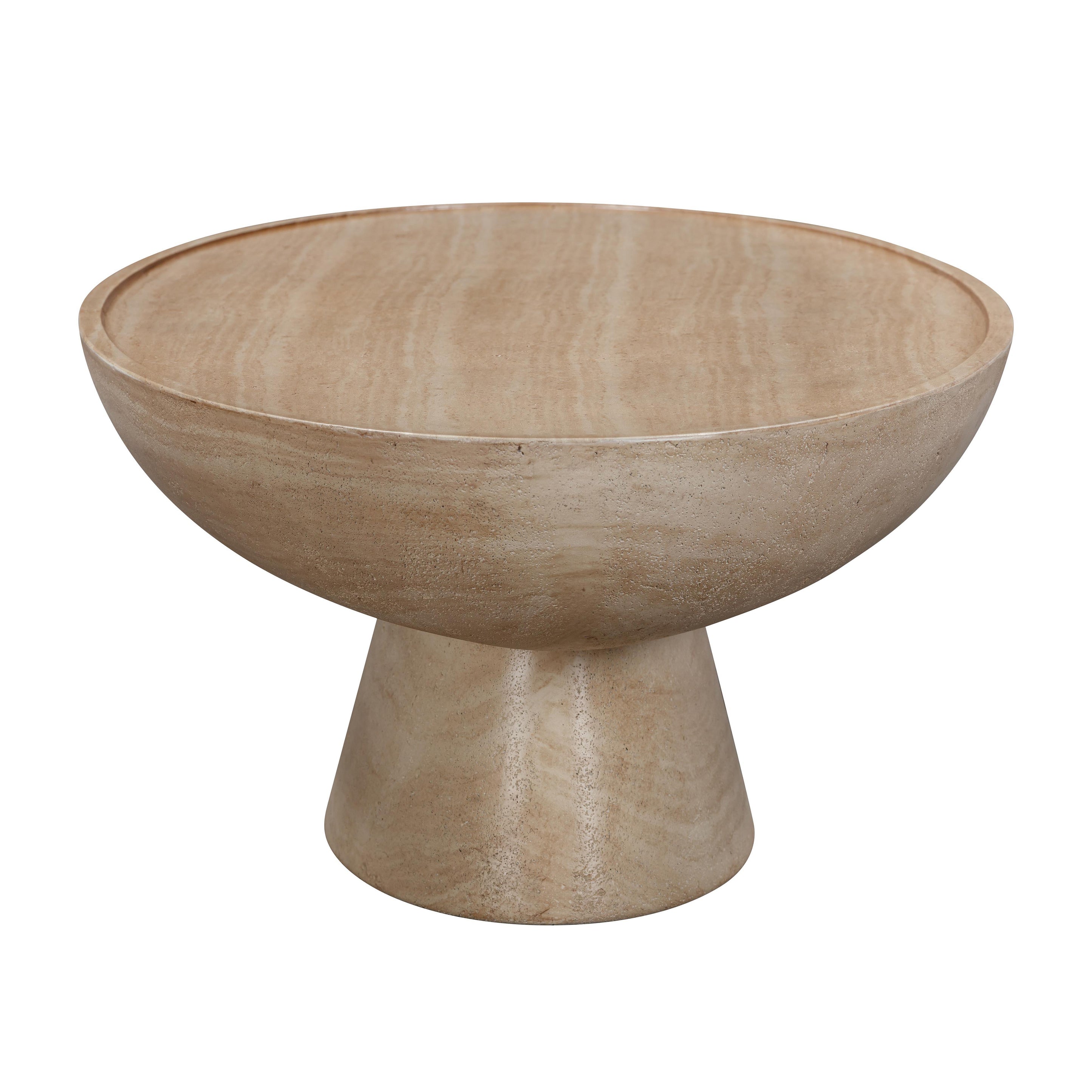 Eclipse Textured Faux Travertine Indoor / Outdoor Coffee Table – TOV ...