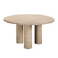 Patti Textured Faux Travertine Indoor / Outdoor 55" Round Dining Table ...