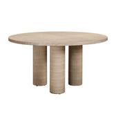 Patti Textured Faux Travertine Indoor / Outdoor 55" Round Dining Table ...