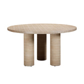 Patti Textured Faux Travertine Indoor / Outdoor 55" Round Dining Table ...