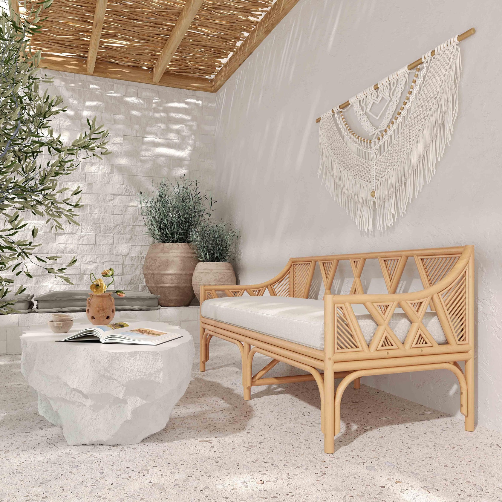 Jayla Natural Rattan Bench – TOV Furniture