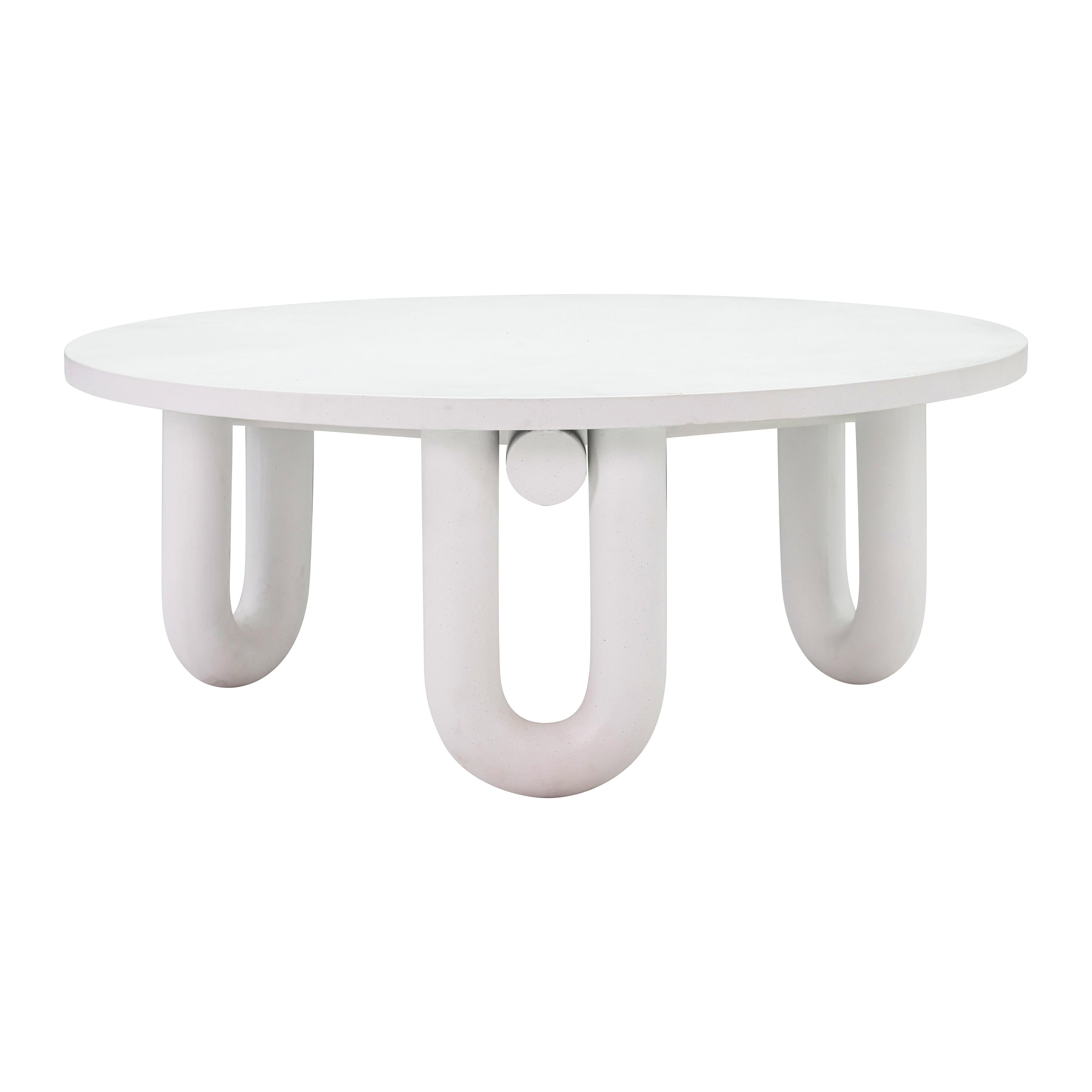 Tildy White Concrete Indoor / Outdoor Round Coffee Table – TOV Furniture