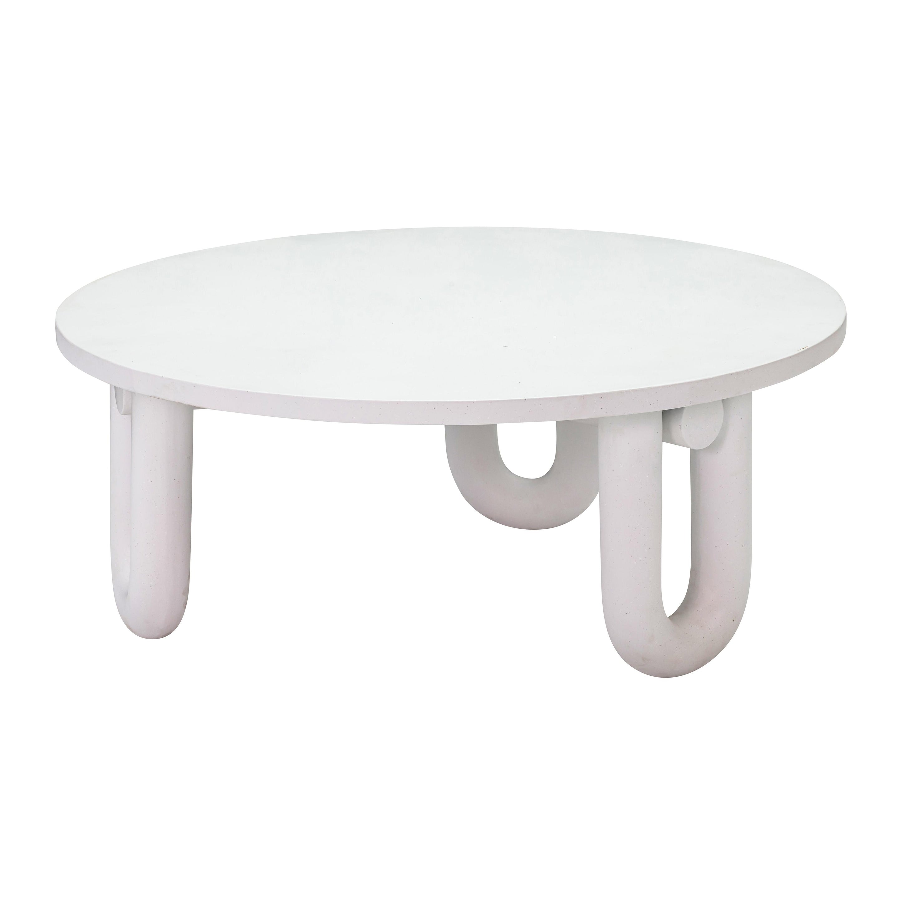 Tildy White Concrete Indoor / Outdoor Round Coffee Table – TOV Furniture
