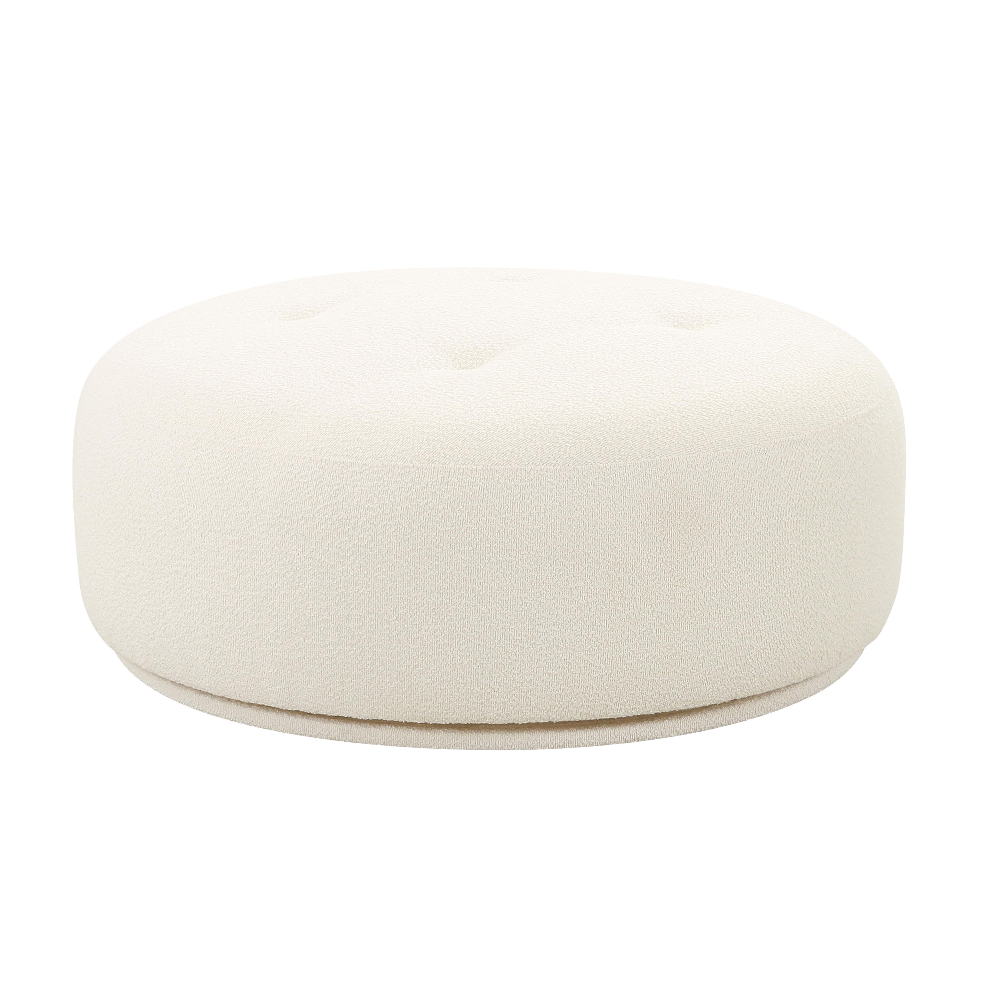Fickle Cream Boucle Swivel Ottoman – TOV Furniture